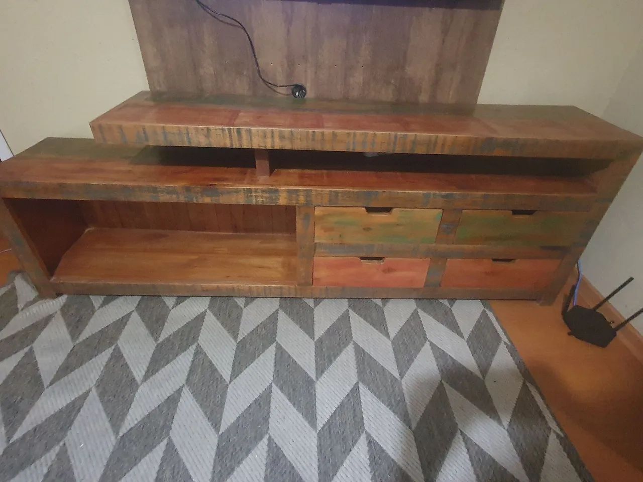 Rack de TV Rústico em Madeira Maciça - 2 metros de comprimento - Racks ...