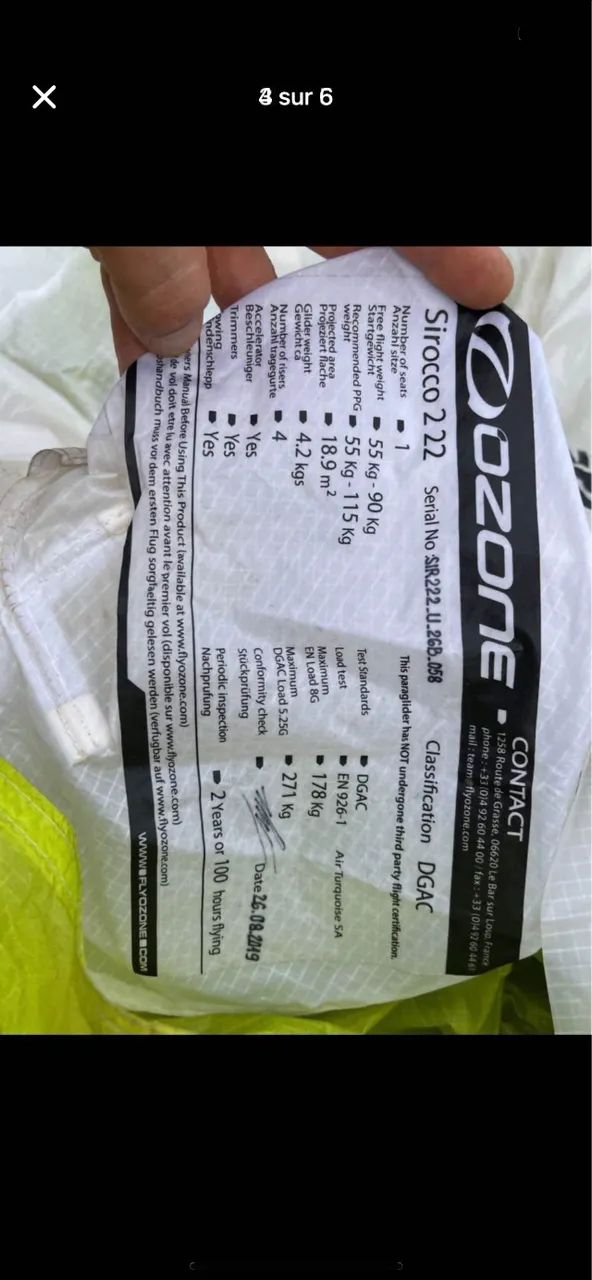 Asa de paramotor / parapente Ozone Sircocco 2 - Hobbies e coleções ...