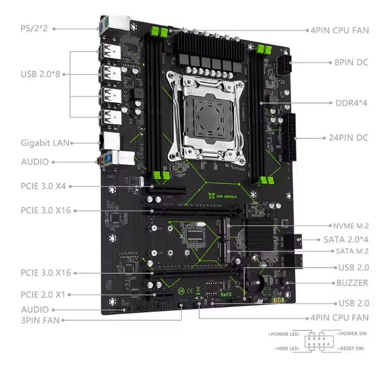 Kit Xeon Placa Mãe X99 MR9A-H + E5 2650 v3 + Cooler Tower 2 fans RGB ...