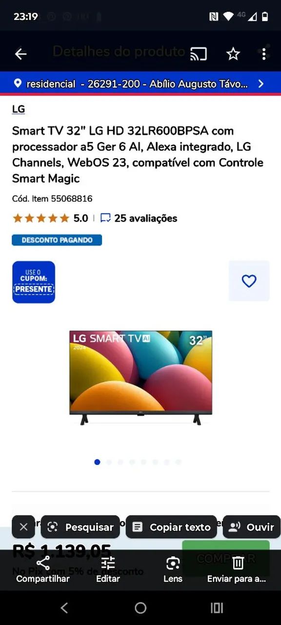 TV LG 32 polegadas HD Smart com Alexa - TVs - Jardim Nova Era, Nova ...
