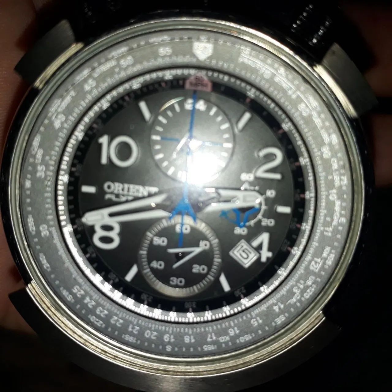 Relógio Orient original Flight titânio- Modelo aviador usado 2 vezes ...