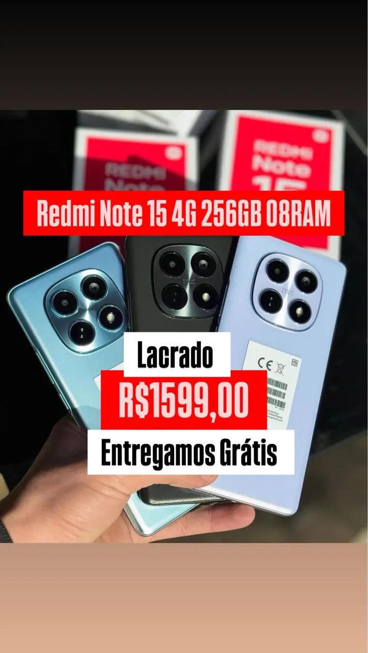 Celular Note 15 4G 256+08 Azul Roxo Preto Lacrado - Celulares e ...