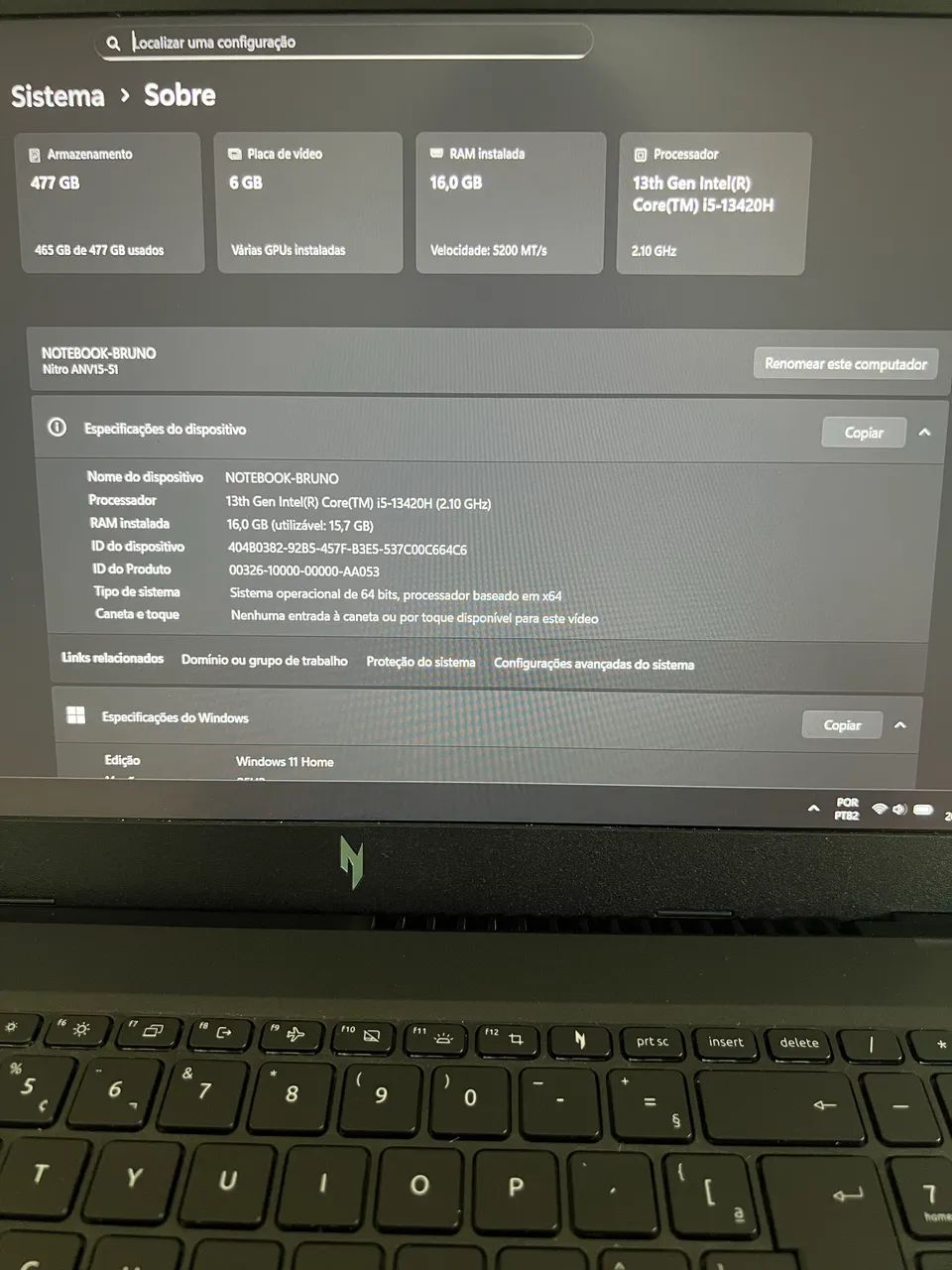 Notebook Gamer Acer Nitro V15 RTX 4050 na Garantia - Notebooks - Vila ...