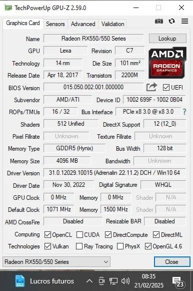 RX 550 4Gb PowerColor - Aceito Troca - Entrego/Envio