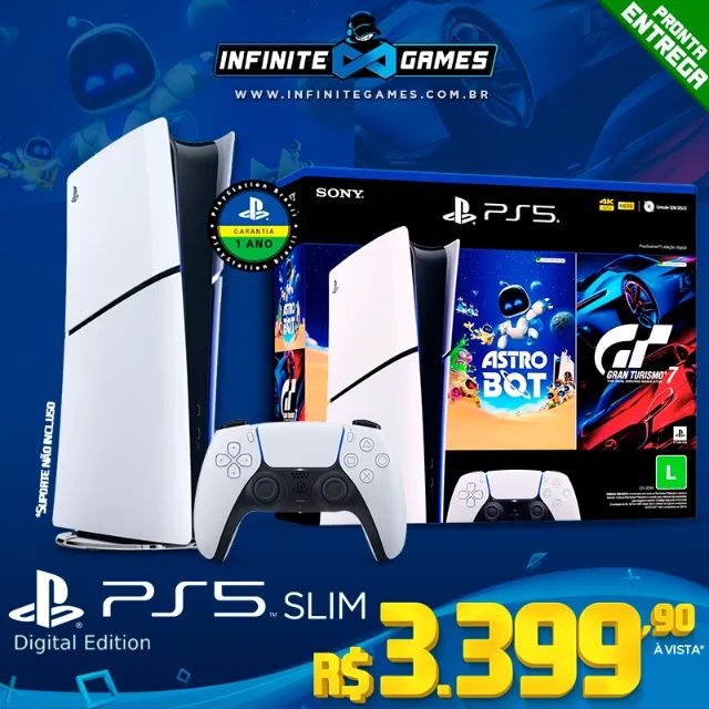 PlayStation 5 SLIM Digital com Astrobot + GranTurismo 7, 01 Ano ...