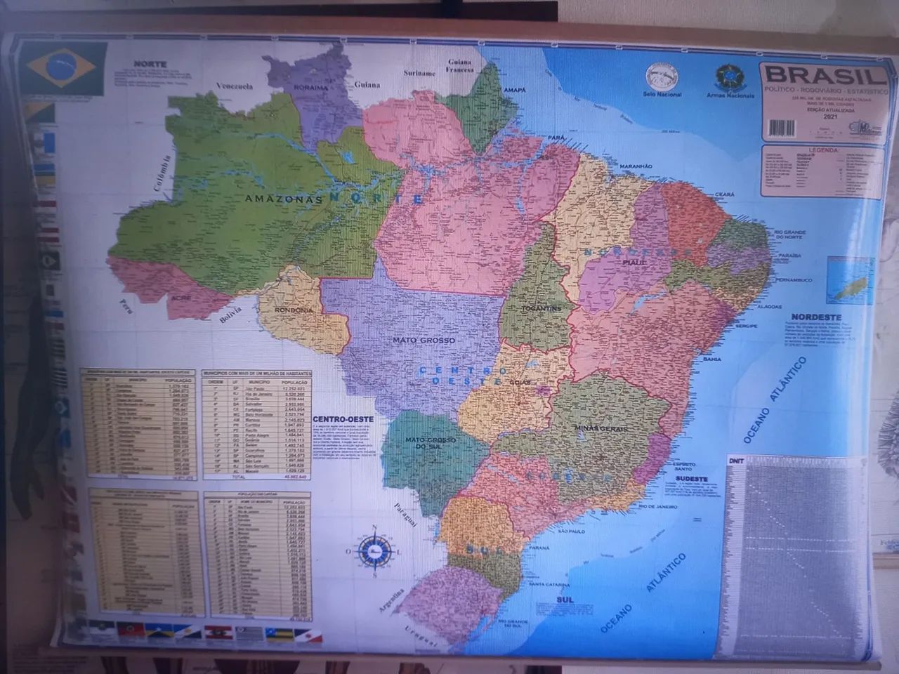 Mapa Político e Rodoviário do Brasil - 2021 - Papelaria - Vila Palmeira ...