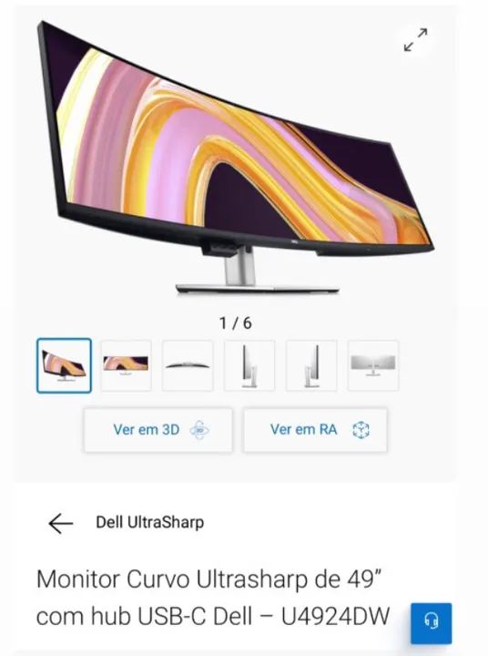 Monitor Curvo Dell UltraSharp 49'' com Hub USB-C - Monitores - Eldorado ...