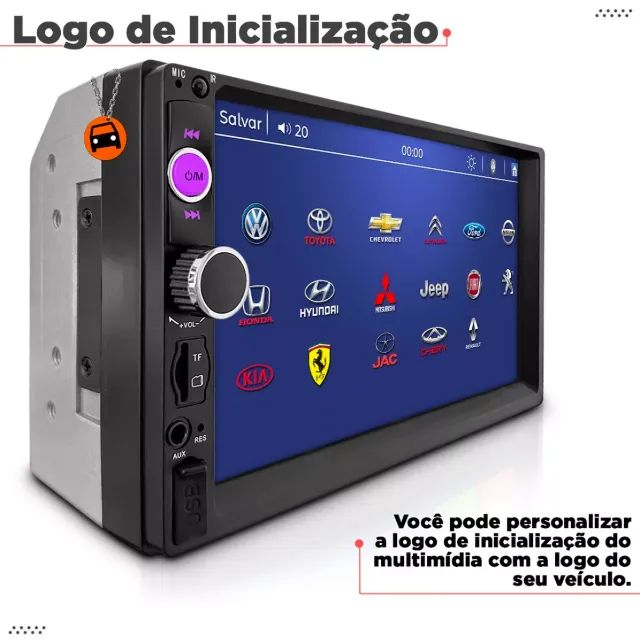Central Multimídia MP5 7 Polegadas 2 DIN Bluetooth e Espelhamento de ...