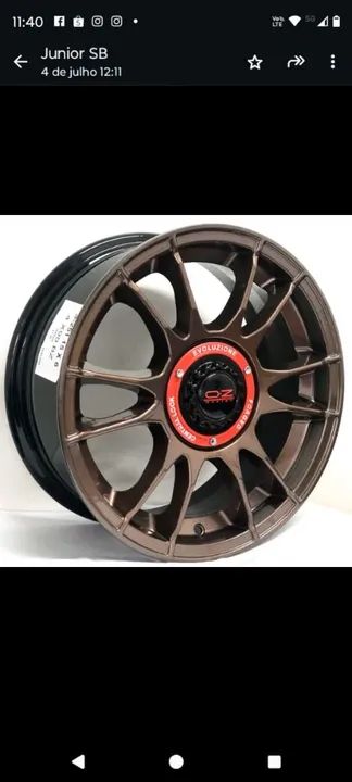 Roda aro 15 Oz Scorro S251 Bronze com calota Central vermelha multi ...