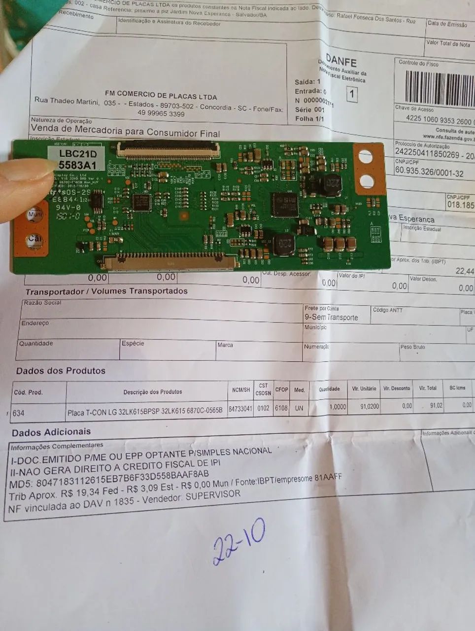 Vendo uma placa de tv LG 32 polegadas com nota fiscal novinha - Peças e ...