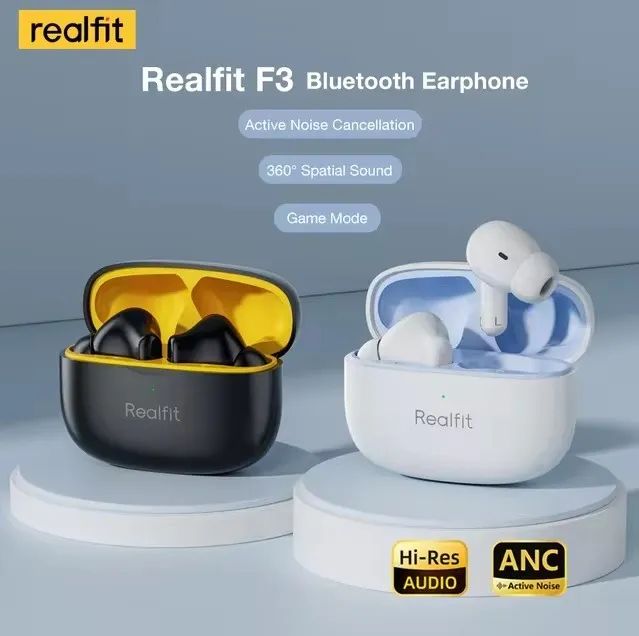 Fone Bluetooth com Cancelamento de Ruído Ativo Realfit F3 ANC Som de Qualidade Original - Fones ...