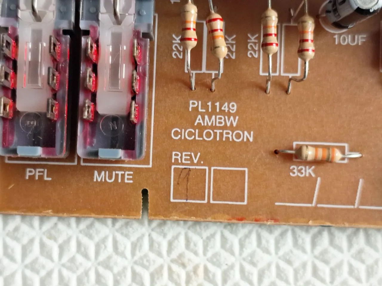 Placa do módulo PL1149 de um canal da mesa de som Wattsom/Ciclotron ...