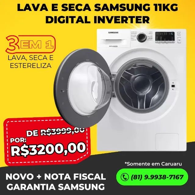Lava e Seca Samsung com Digital Inverter Branca 11/7kg-Nova na caixa ...
