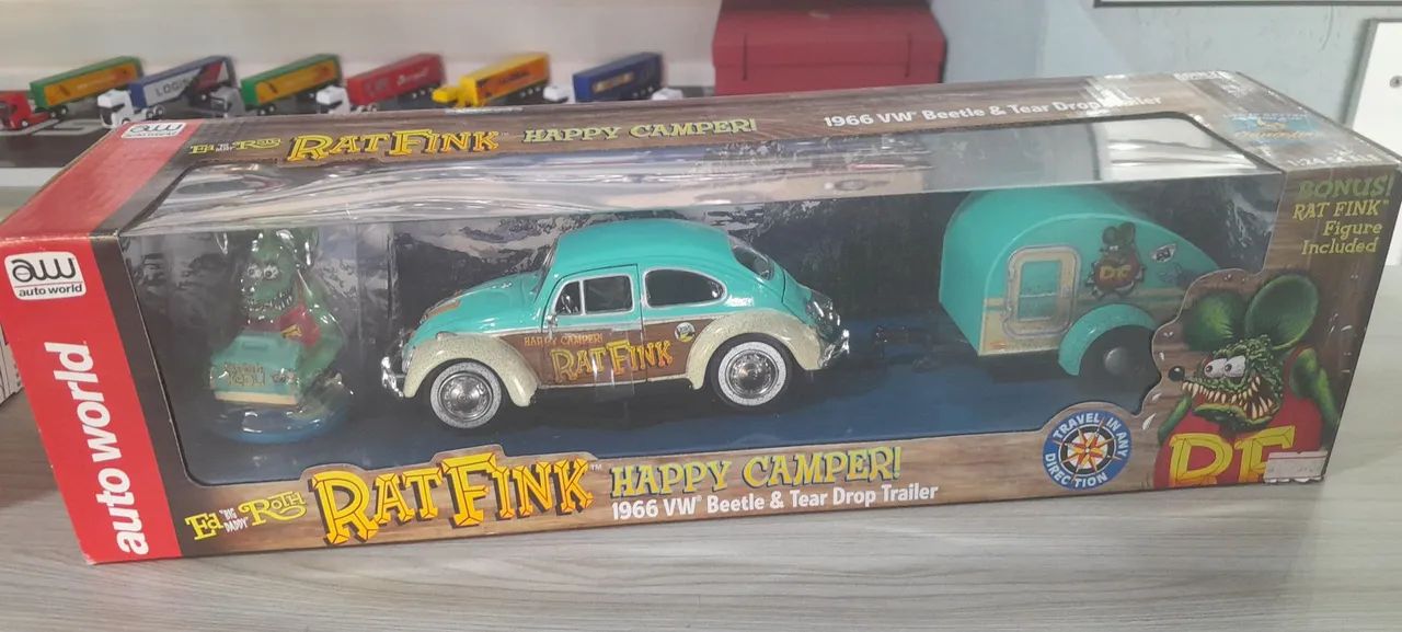 Rat Fink Happy Camper 1966 VW Beetle & Tear Drop Trailer - Hobbies e ...