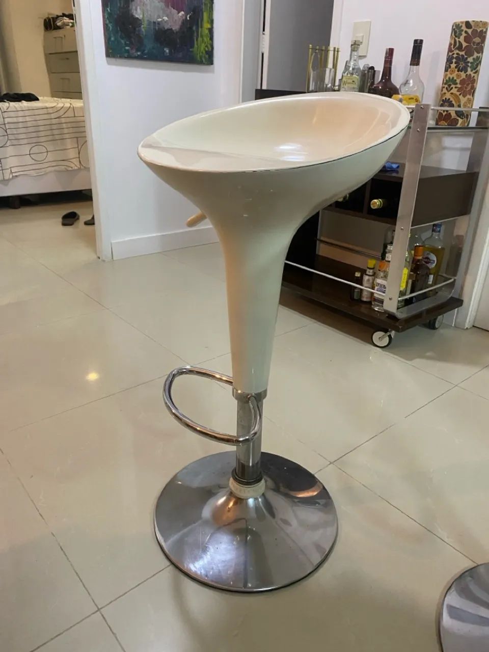 3 Banquetas Giratórias Branca Moderna - Bancos e Cadeiras - Freguesia ...