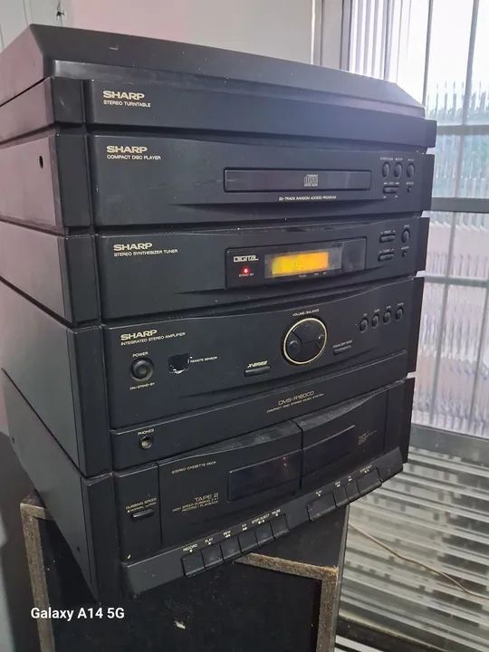 Som Sharp Completo - Turntable, CD Player, Rádio, Amplificador e Tape ...