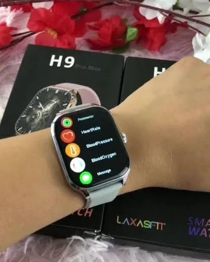 BLACK! Relógio inteligente prata cinza H9 Max smartwatch digital ...