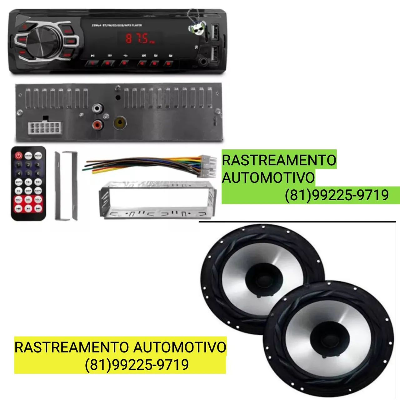 Rádio automotivo com bluetooth + par de auto falantes instalação grátis ...