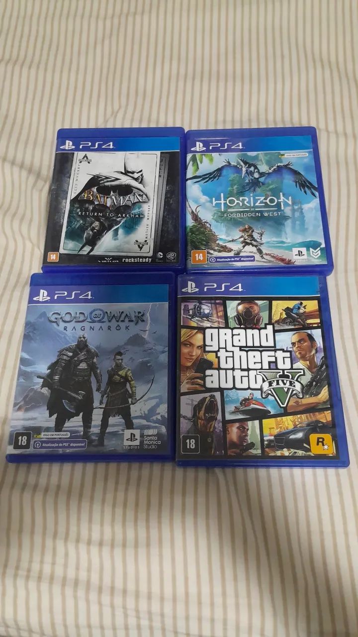 Ps4 slim (usado)1t god of war ragnarok,horizon e Batman e dois ...