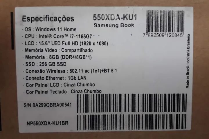 Notebook Samsung Intel Core i7-1165G / 8GB RAM / 256GB SSD / Tela 15,6 ...