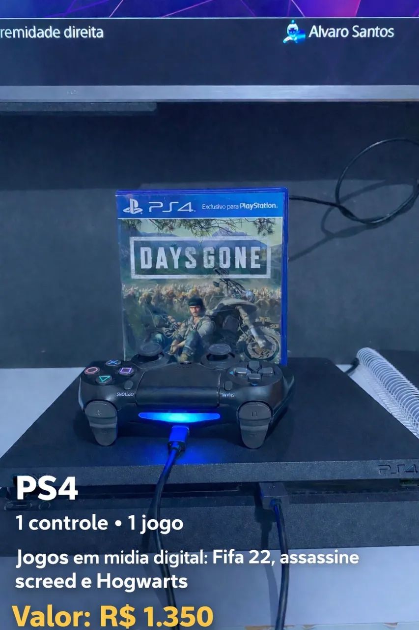 Ps4 Slim + 4 jogoa e 1 controle - Consoles de Vídeo Game - Garapu, Cabo ...
