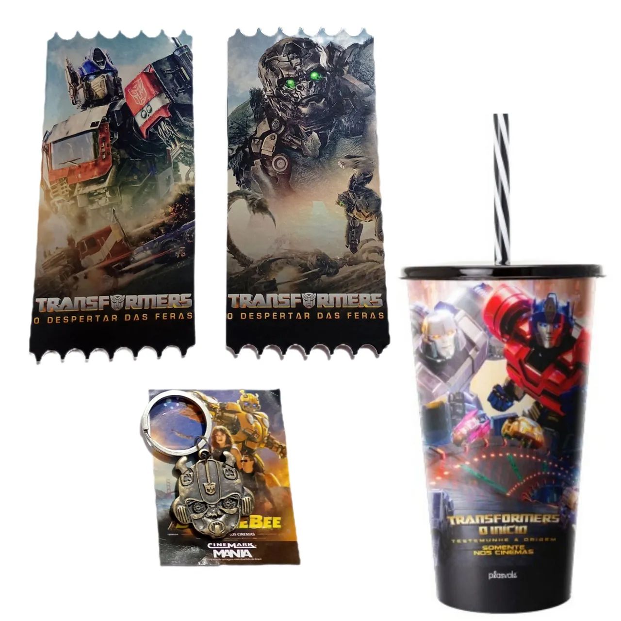 kit copo card chaveiro transformers cinemark hasbro bumblebee Optimus ...