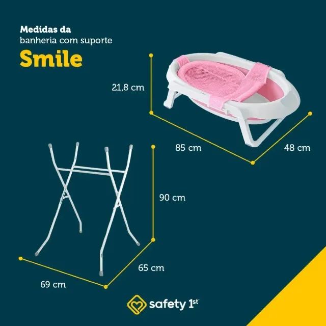 Banheira Safety 1st, Smile com Suporte, Pink - Maternidade e Cuidados ...