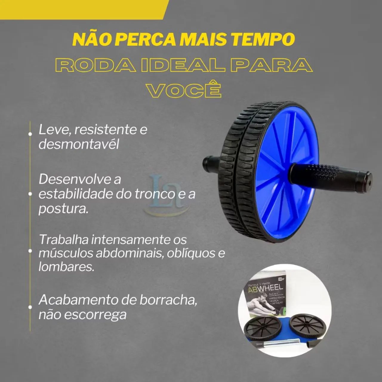 Kit Roda Abdominal + Par Barra Flexão de chão Exercício Treino em Casa ...