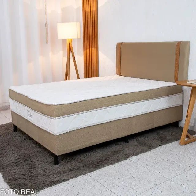 Cama Box Casal Premium Ortopédica D33 138x188x62 + Painel Cabeceira ...
