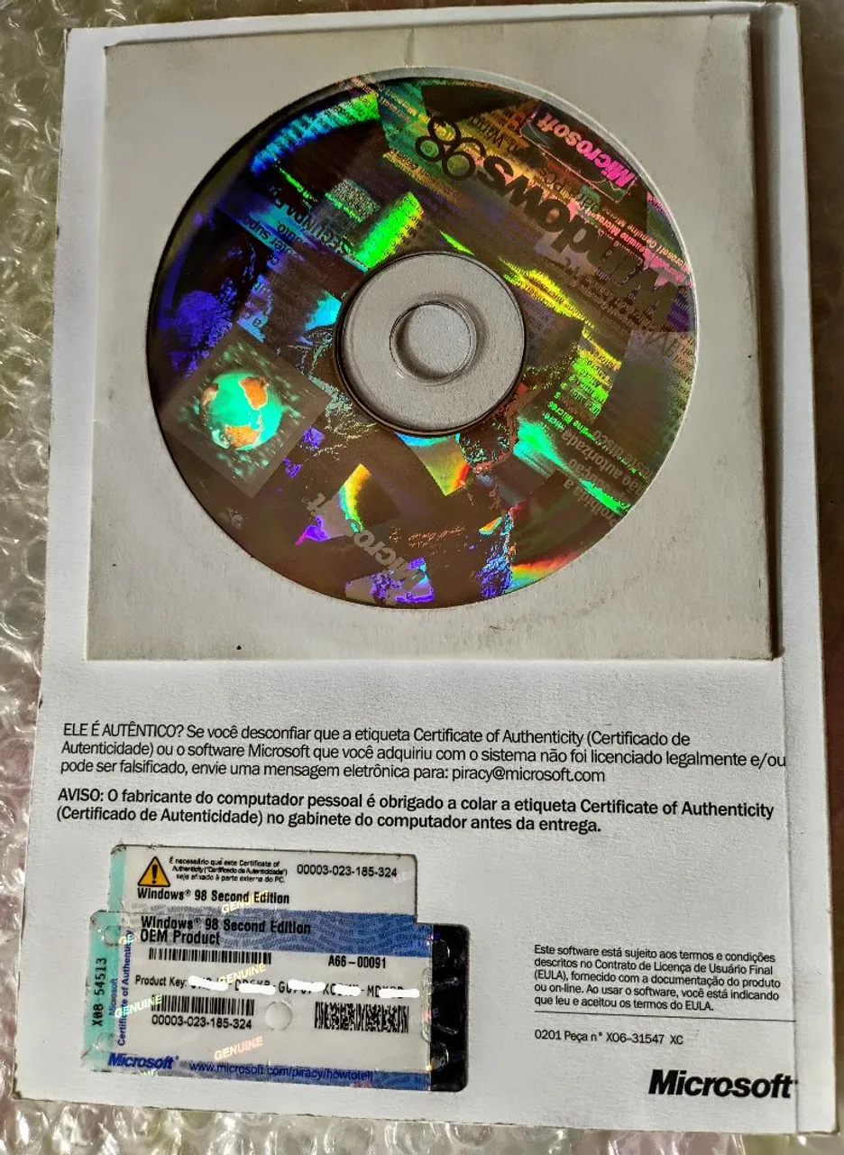 "windows 98 serial" no Brasil