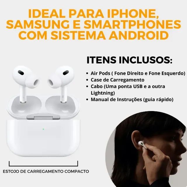 Fone Bluetooth Compatível Com Ios, Android, Samsung E Iphone Cor Branco ...