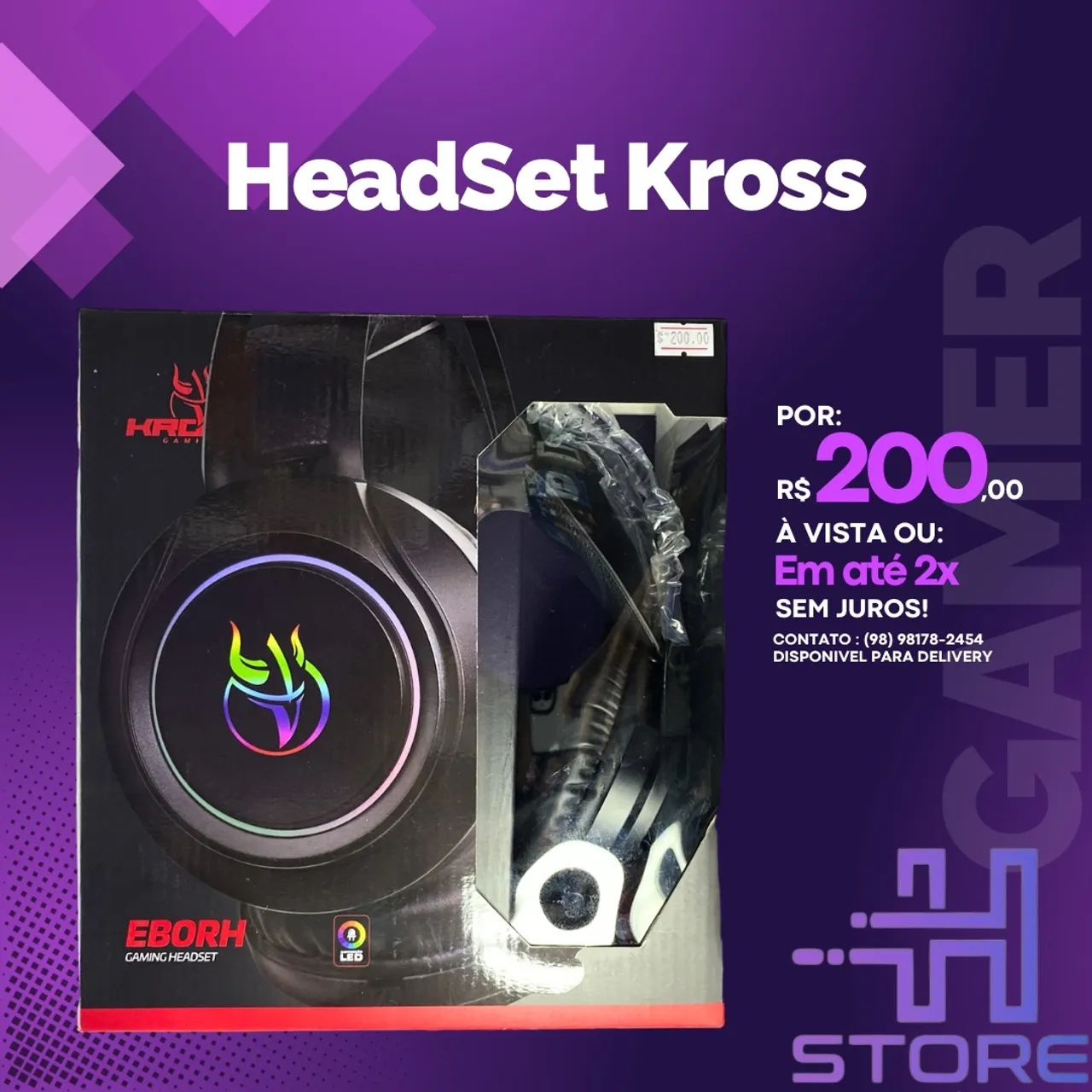 Headset Gamer Eborh Kross - Novo - R$200 - Fones de Ouvido - Cohatrac ...