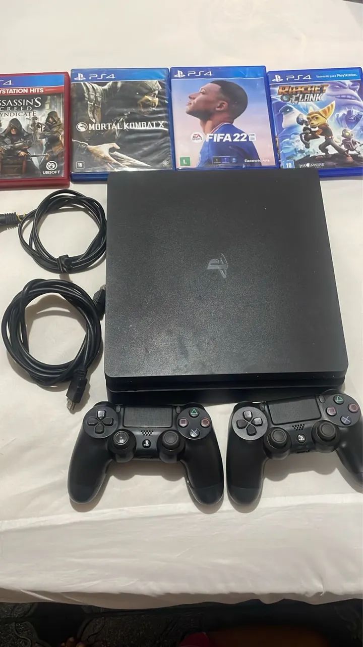 Ps4 Slim 1Tb 2 Controles e Vários Jogos - Consoles de Vídeo Game ...