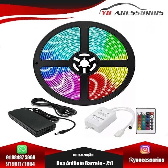 Fita LED Rgb Modelo 5050 5 Metros 300 Leds, Prova D'Agua + Controle - Carros, vans e utilitários ...