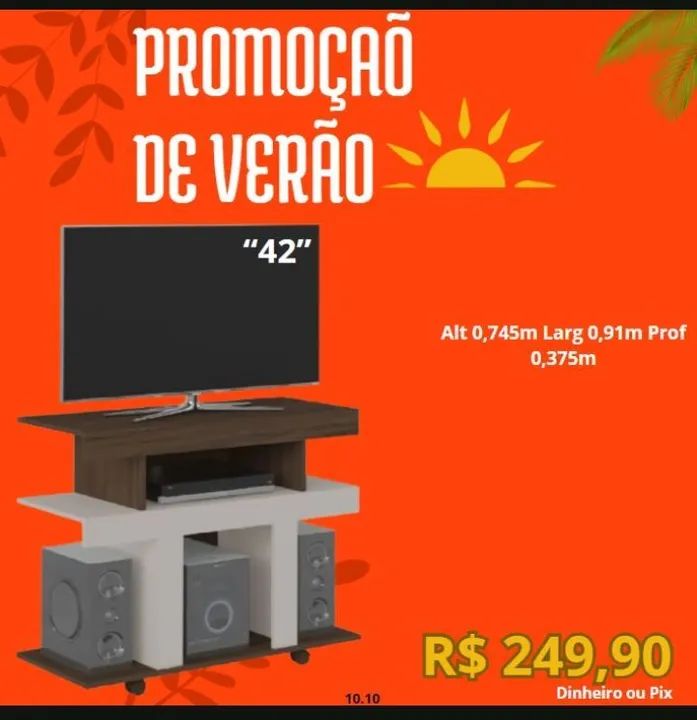 Rack para TV 42 polegadas com 2 prateleiras e 2 nichos - Racks e Painéis - Marechal Hermes, Rio ...