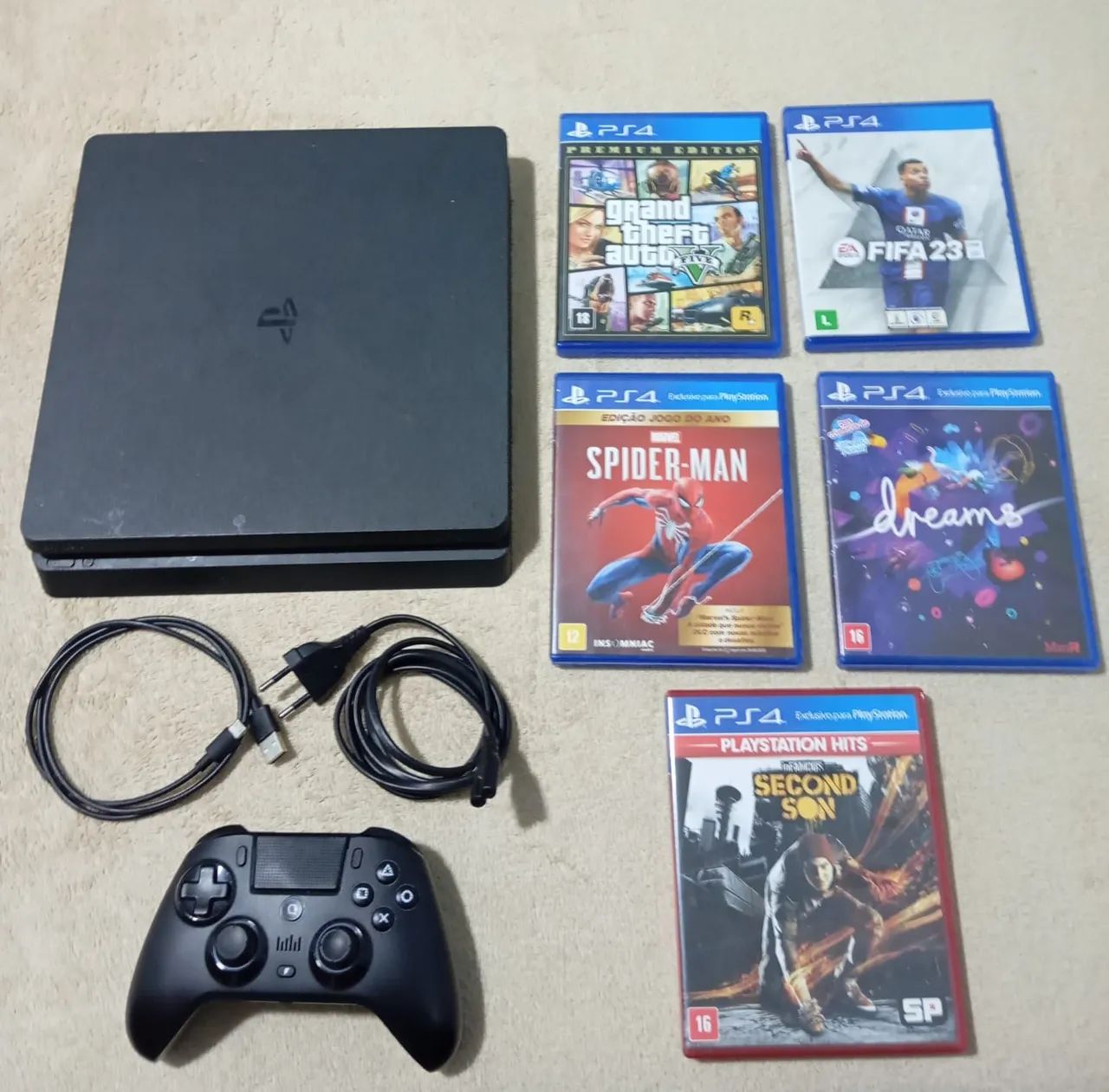 PS4 SLIM 1TB, SEMI-NOVO, COM MAIS CINCO JOGOS E UM CONTROLE ANTI-DRIFT ...