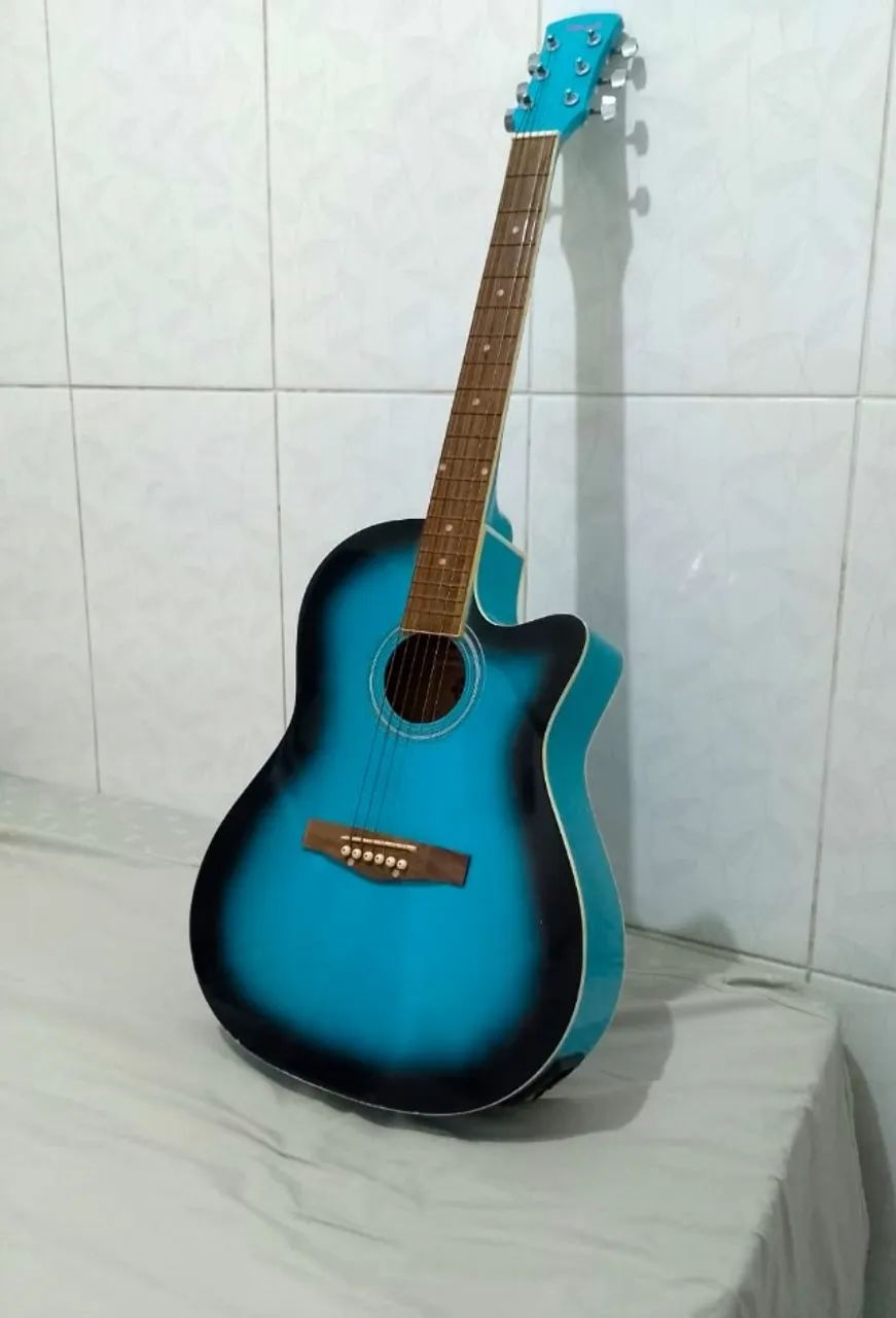 Violão Elétrico Tagima Dallas - Azul Transparente + Capa De Proteção ...