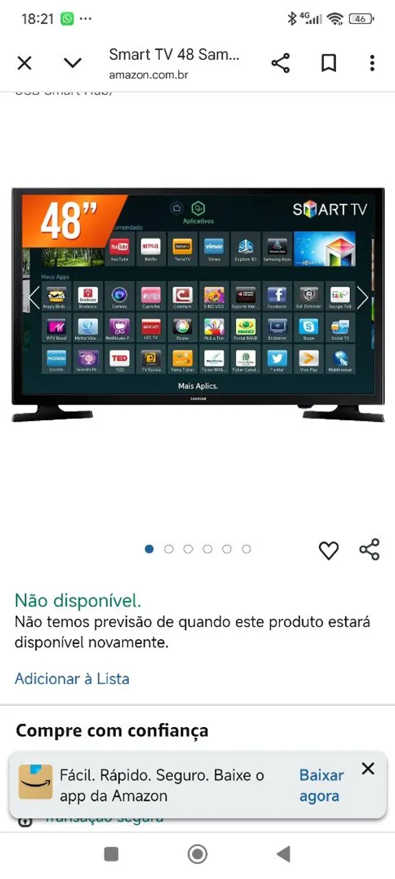 "tv smart 48 polegadas" - TVs no Brasil