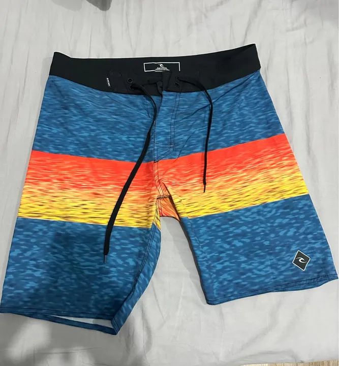 Bermuda água Rio curl reta Rider laranja e azul USADA - Roupas - Parque ...