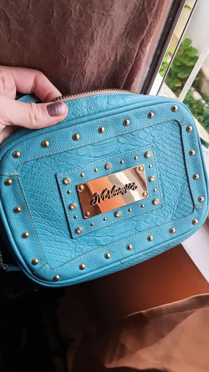 Bolsa couro legítimo Maria Veronica azul turquesa - Bolsas, malas e ...