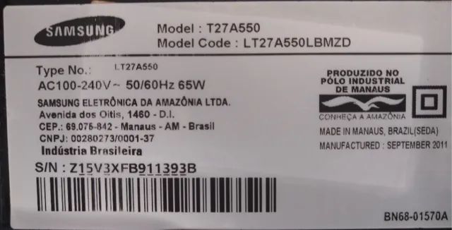 "tv samsung t27a550" no Brasil