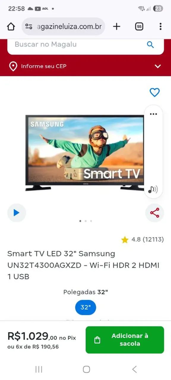 Smart TV 32" Tizen HD 32T4300 sansung Informações de - TVs - Santa ...