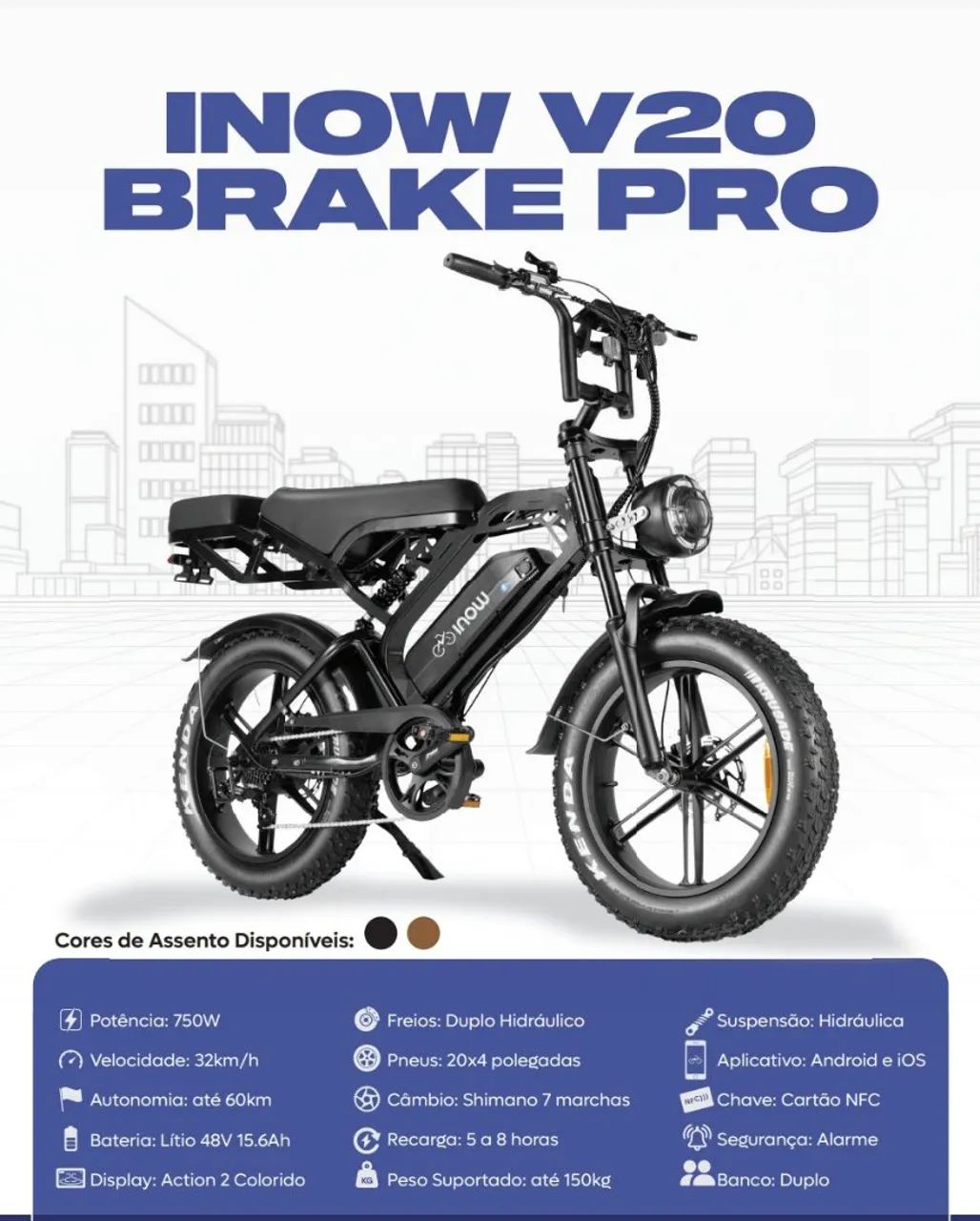 INOW V20 BRAKE PRO - Bicicleta Elétrica com Freios Hidráulicos - Ciclismo - Praia da Costa, Vila ...