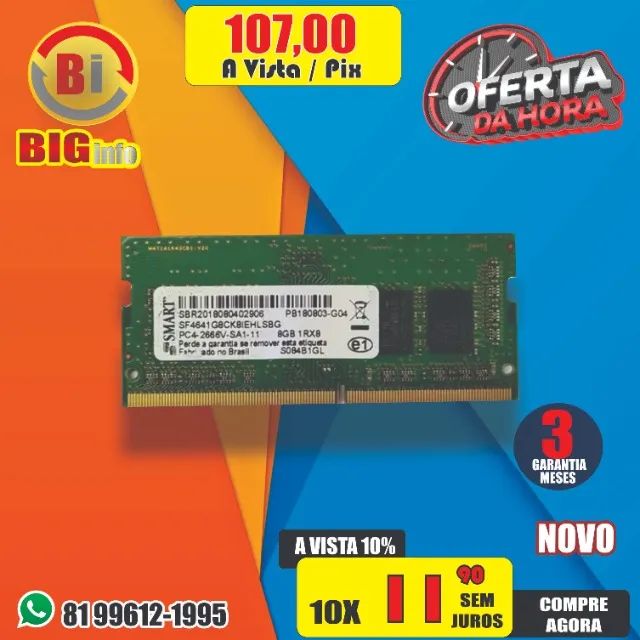 "memoria smart 8gb ddr4" no Brasil