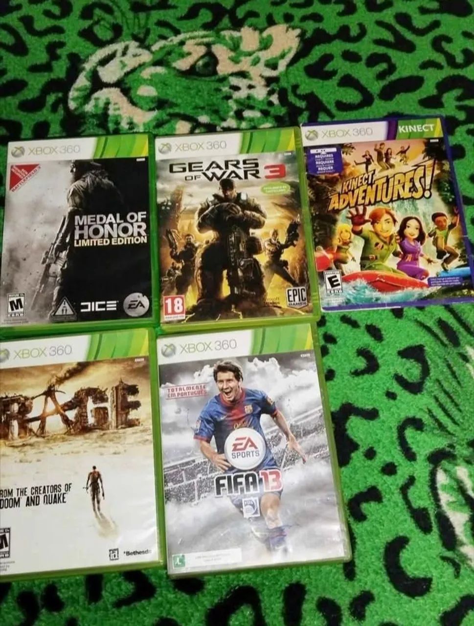 Xbox 360 Original Modelo Slim Fat +60 jogos +Fonte com cabos e um kit ...