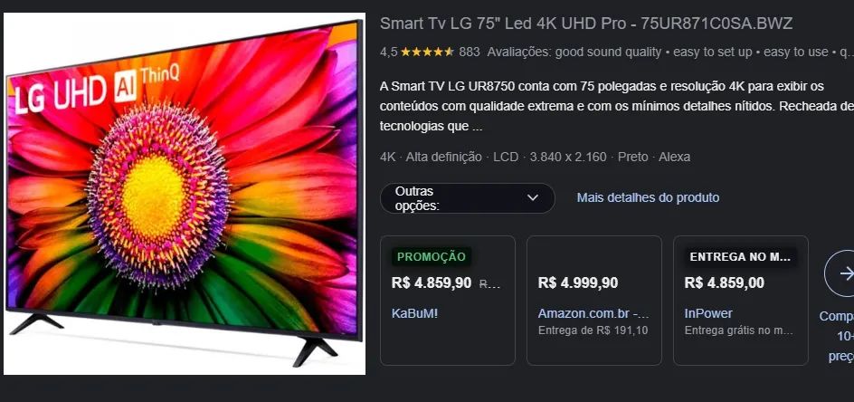 Smart Tv LG 75" polegadas Led 4K 75UR87 - TVs - Vila Dom Pedro I, São Paulo 1380476157 | OLX