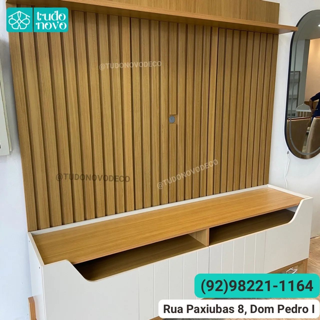 Conjunto Rack com painel ripado! Mdf! - Racks e Painéis - Dom Pedro I ...