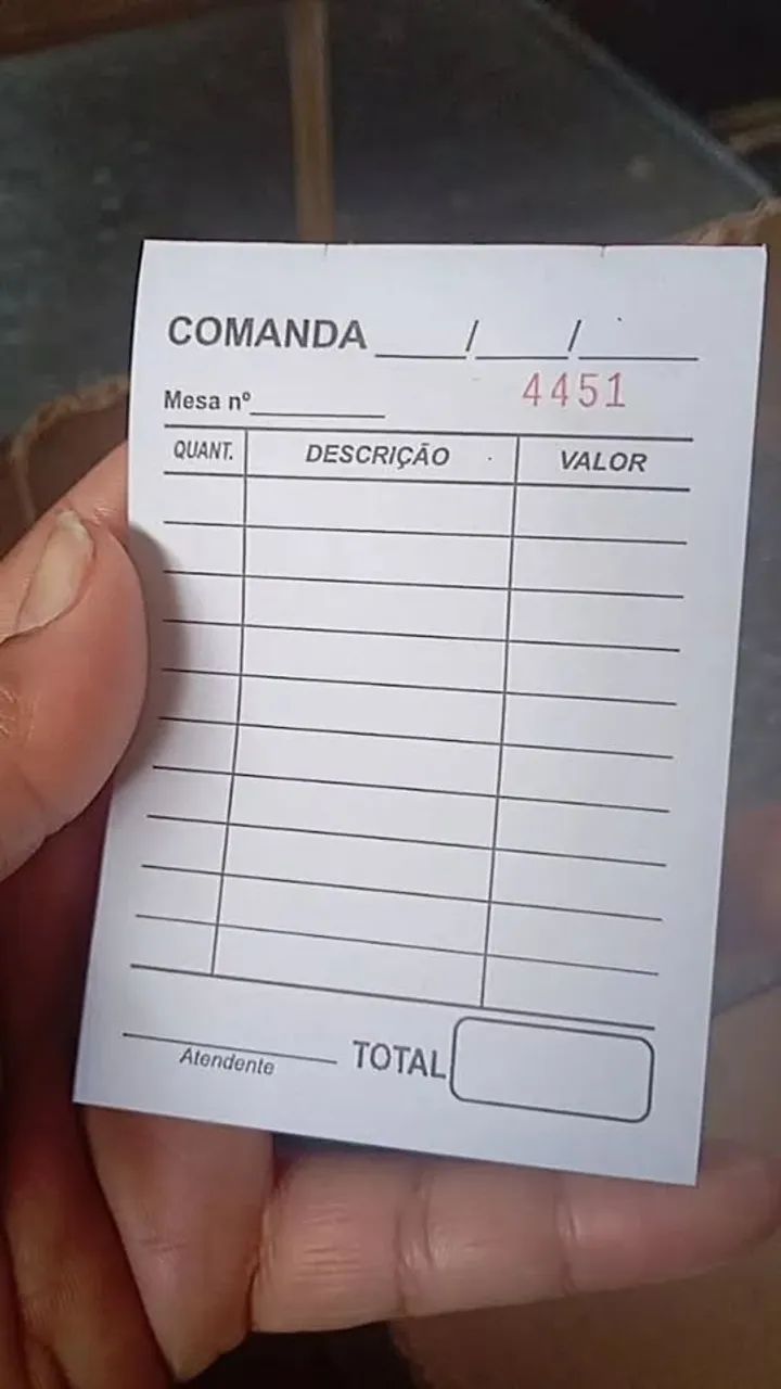 20 Blocos com 100 Comandas 10 x 7 cm - 50 x 2 Vias - Numerados e Auto ...