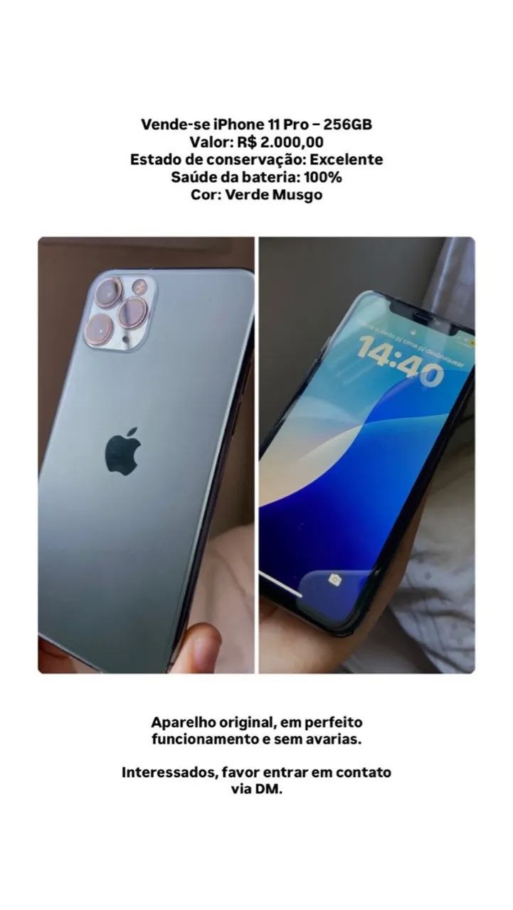 iPhone 11 Pro 256GB Verde Musgo - Celulares e Smartphones - Coqueiral ...