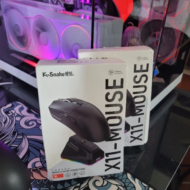 Mouse gamer sem fio x11 K-snake, 12.000 DPI, Tri-Mode (2.4G, BT, Wired ...